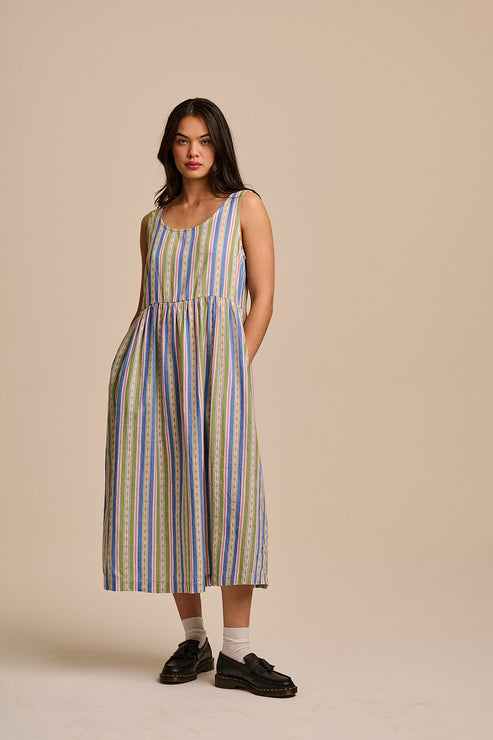 Aimee - Cotton Midi Dress in Tulip Stripe – Lucy & Yak