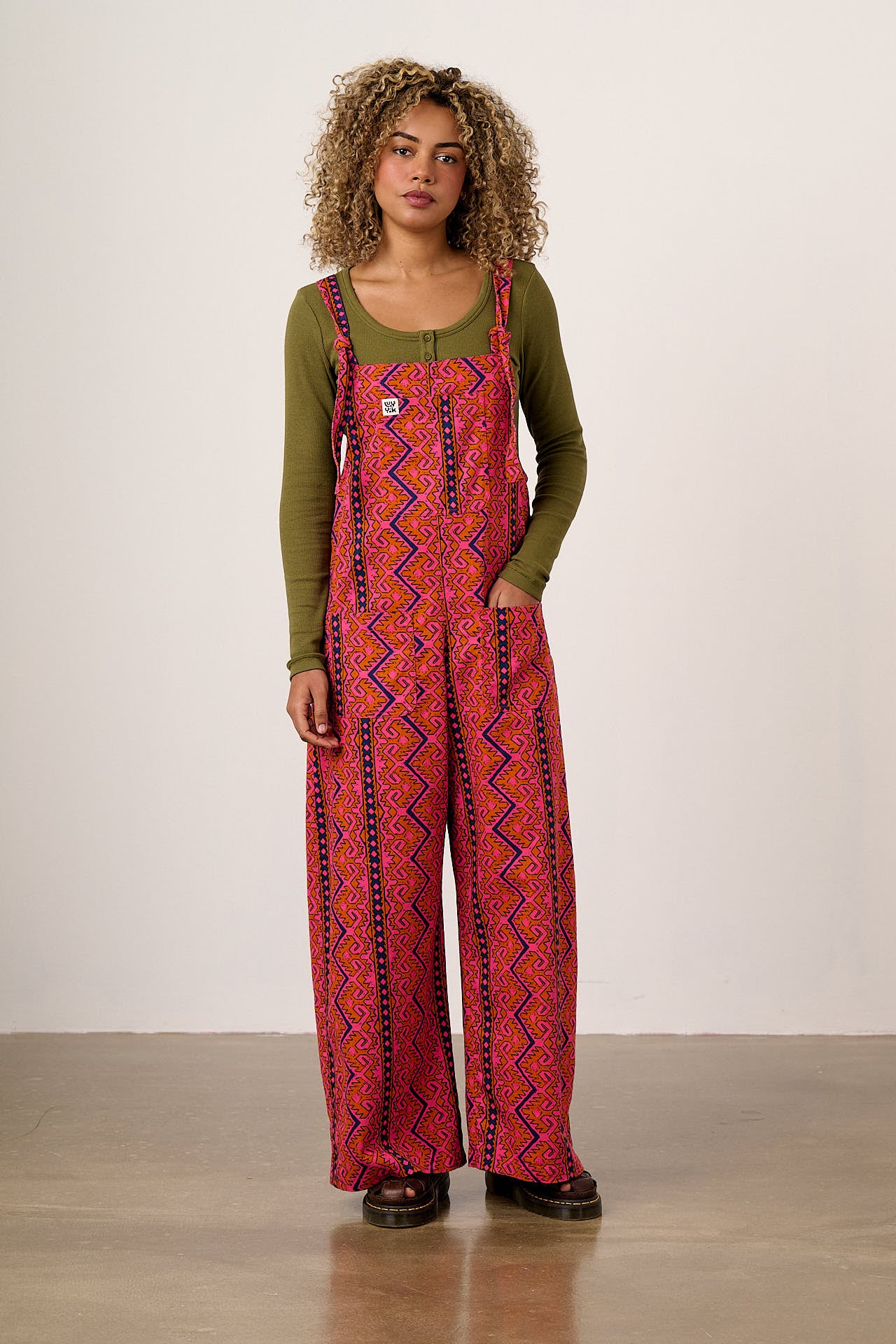 Arlo - Cotton Wide Leg Dungarees in Red Zig Zag Stripe – Lucy & Yak