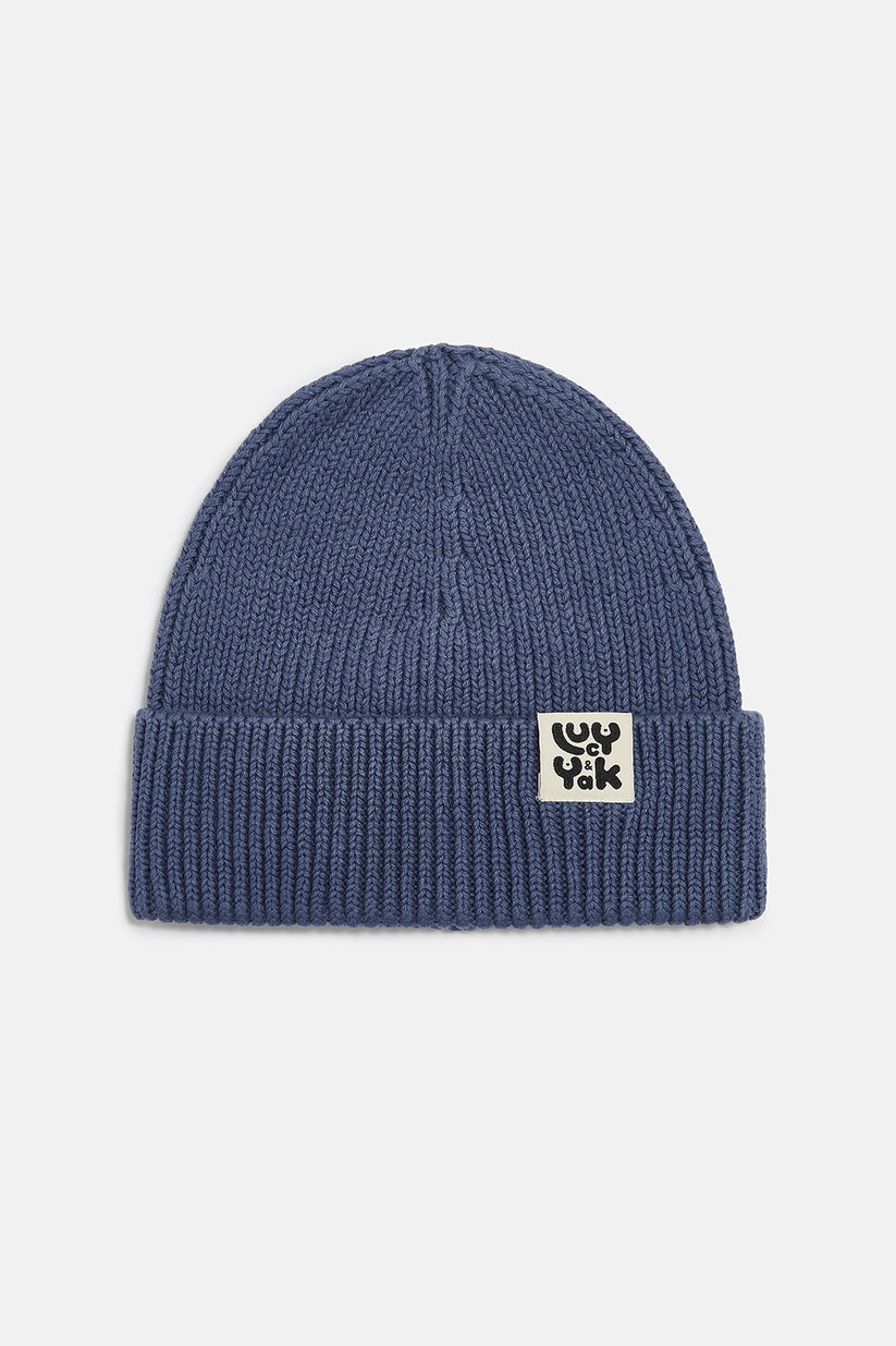 Luca - Knitted Cotton Beanie in Ocean Blue – Lucy & Yak