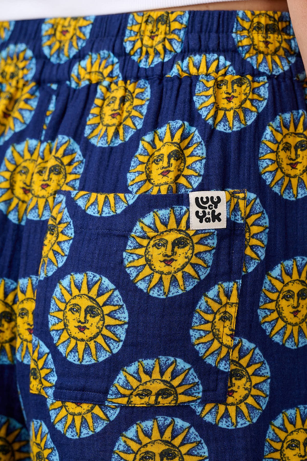 Charlie - Cotton Shorts in Navy Cosmic Suns Print – Lucy & Yak