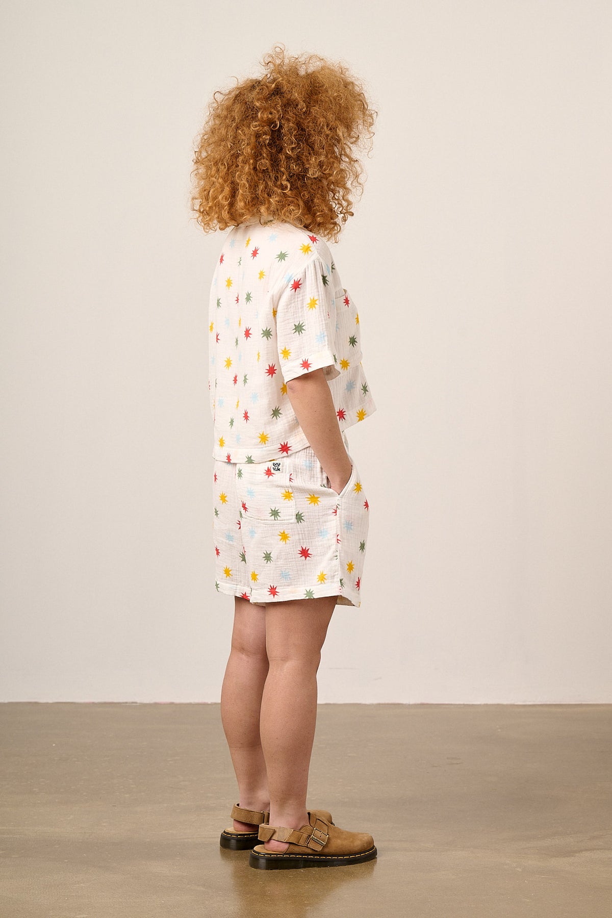 Charlie - Cotton Shorts in Ecru Cosmic Folk Stars – Lucy & Yak