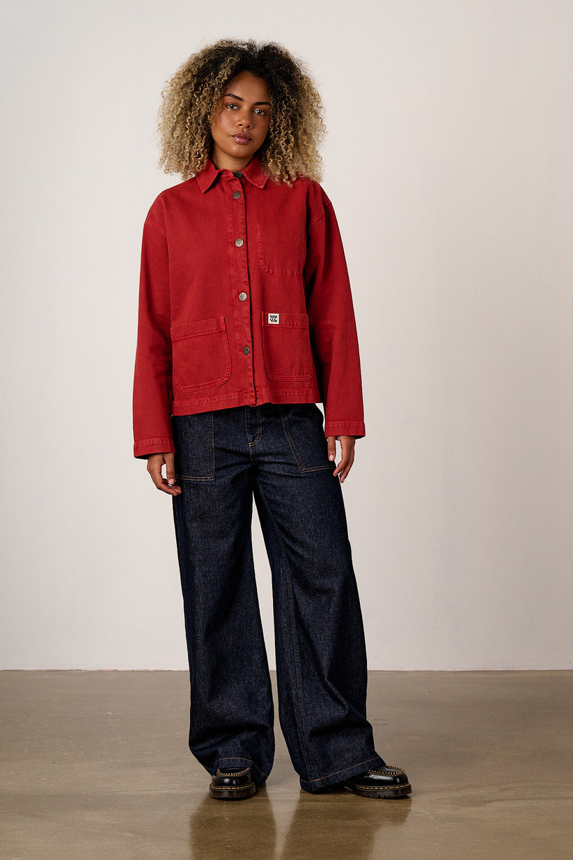 Connie - Denim Jacket in True Red Wash – Lucy & Yak