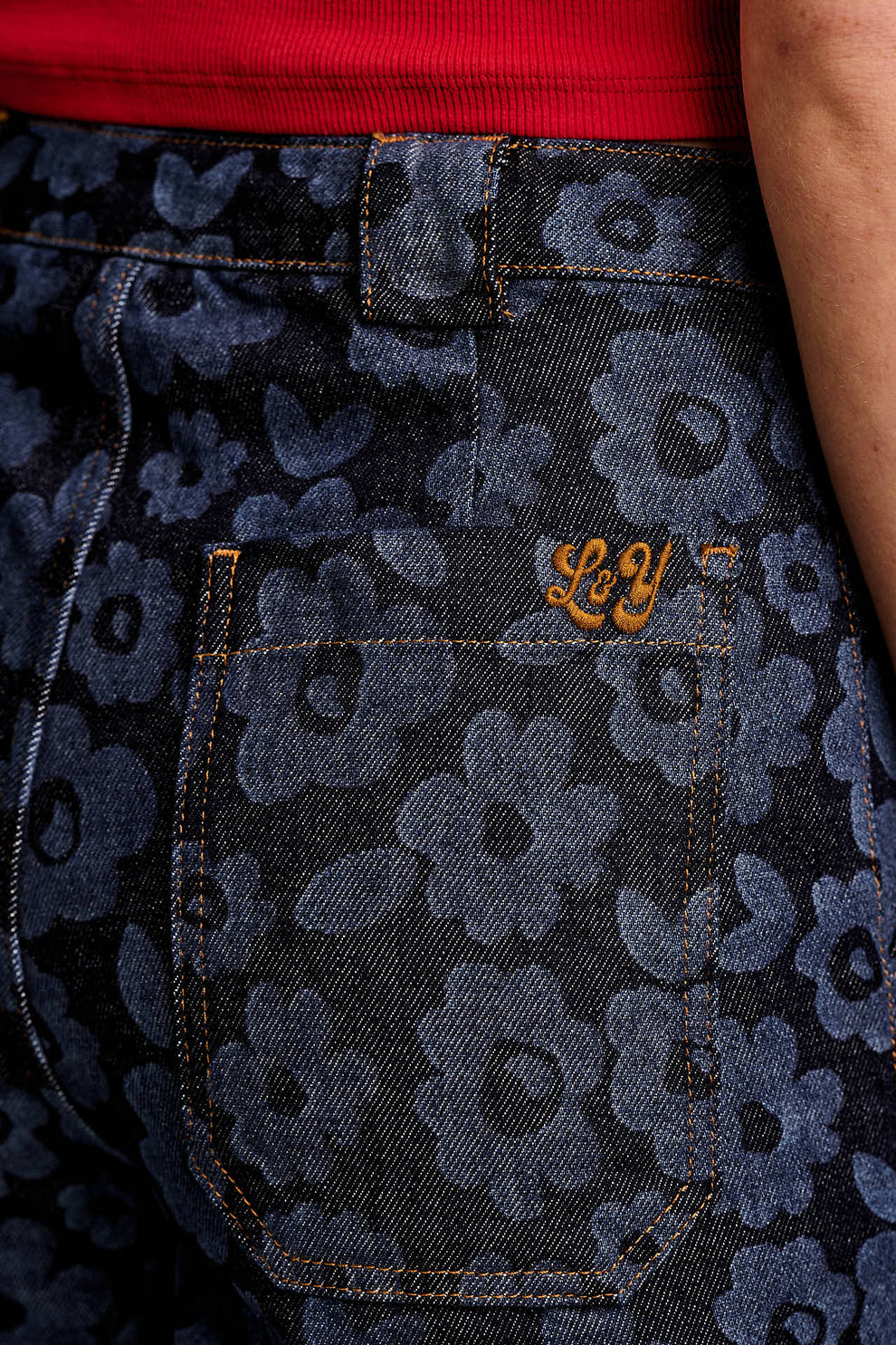 Delores - Wide Leg Denim Jeans in Indigo Vida Floral – Lucy & Yak