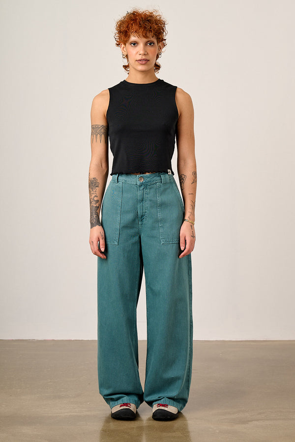 Delores - Wide Leg Denim Jeans in Pagoda Blue – Lucy & Yak