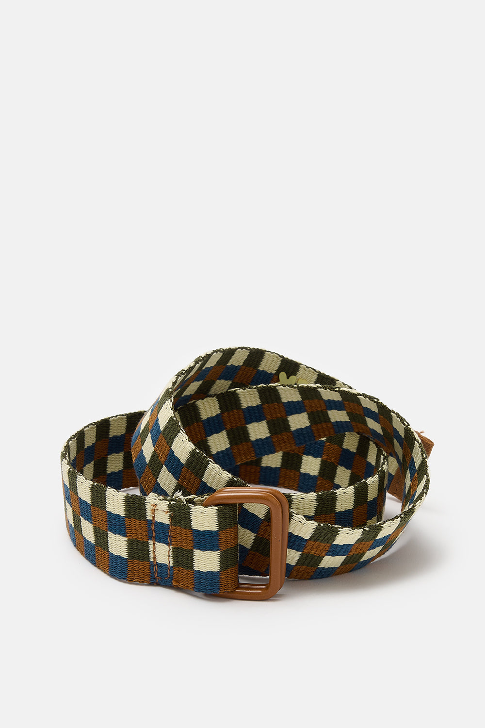 Flynn - D-Ring Cotton Webbing Belt in Earthy Checkerboard Print (POS ...