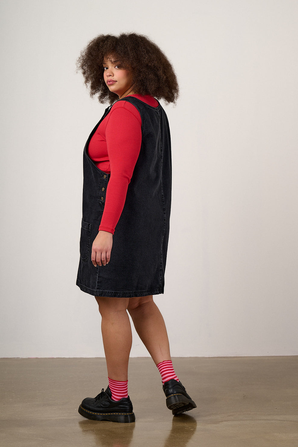 Layla - Mini Denim Dress in Washed Black – Lucy & Yak