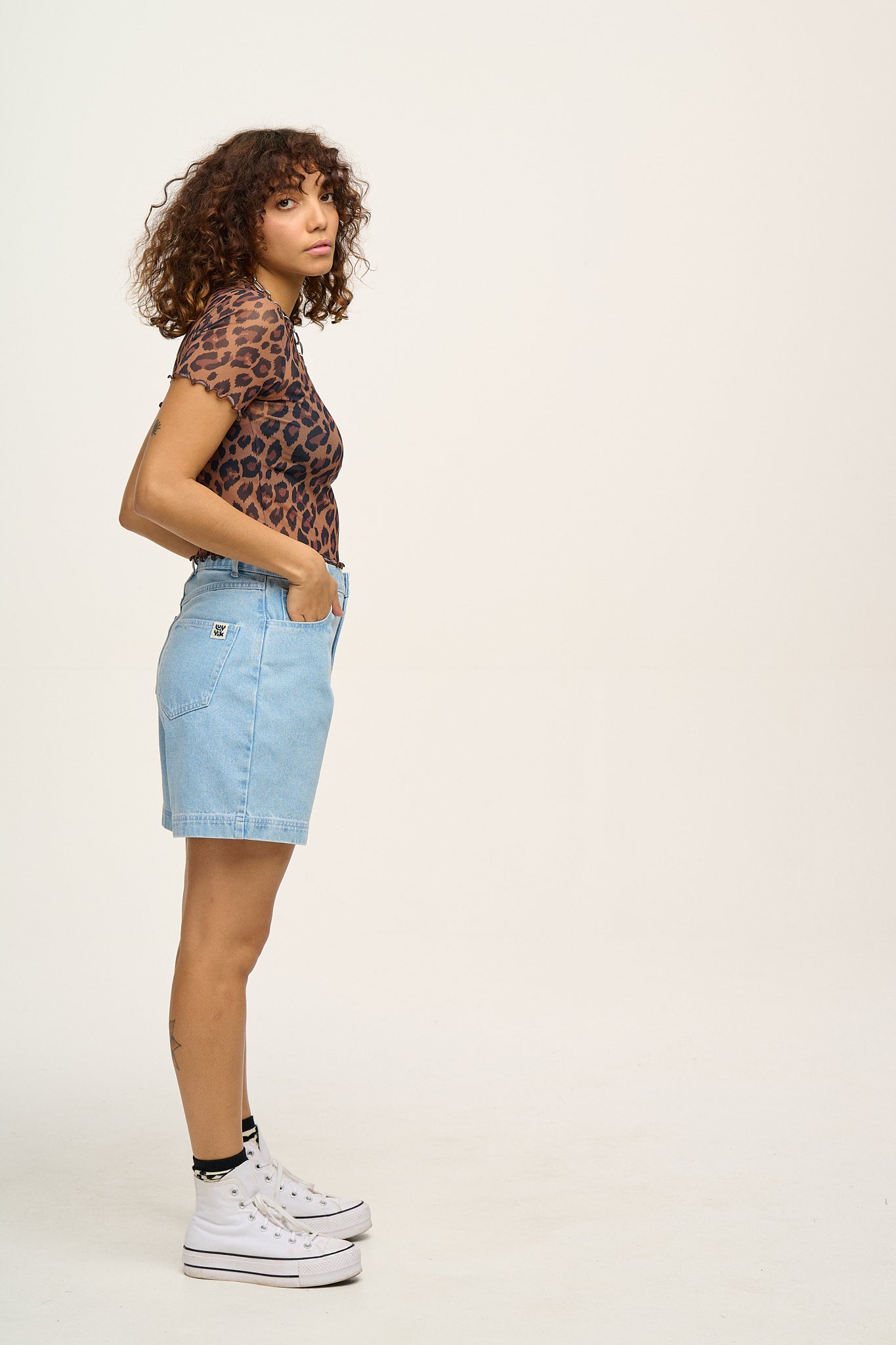 Lexi - High Waist Denim Shorts in Light Wash Blue – Lucy & Yak