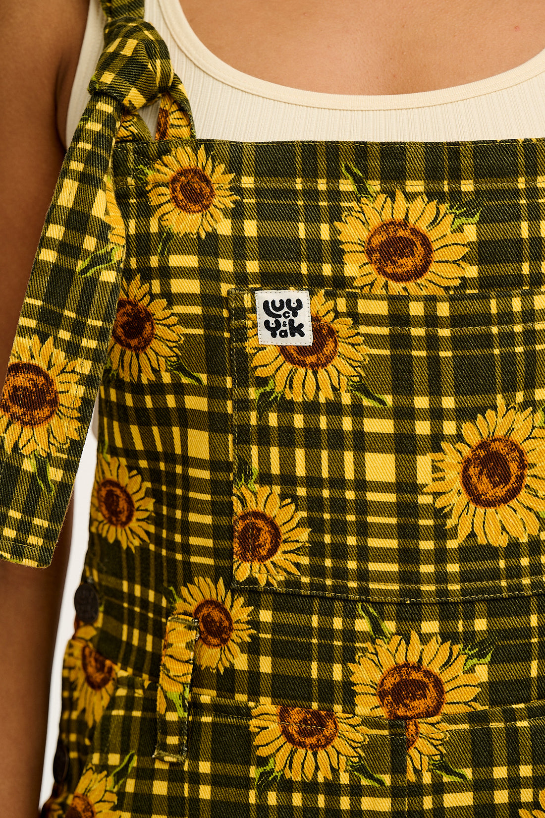 Easton - Cotton Dungarees in Green Sunday Sunflowers Print – Lucy & Yak