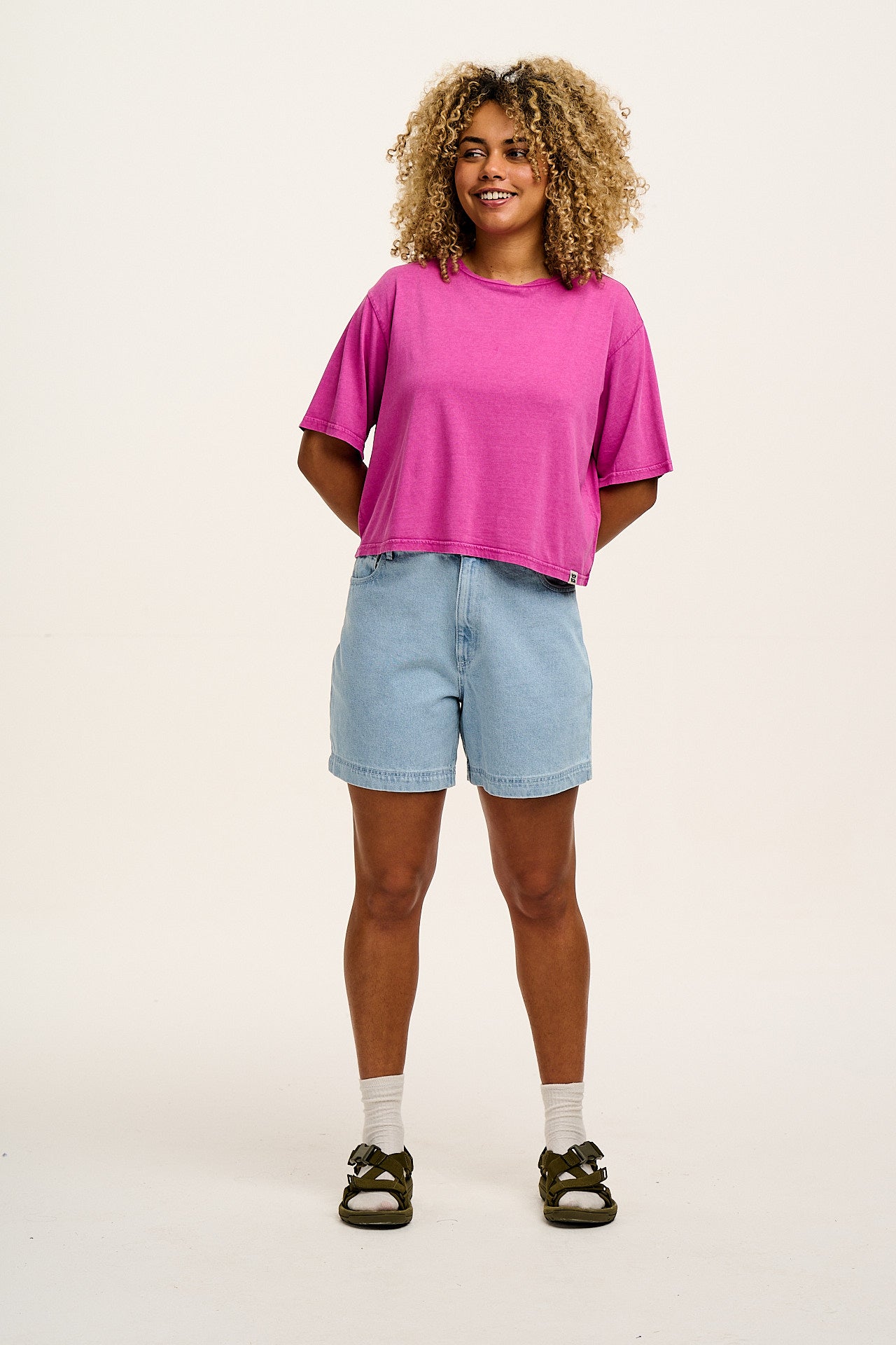 Lexi - High Waist Denim Shorts in Light Wash Blue – Lucy & Yak