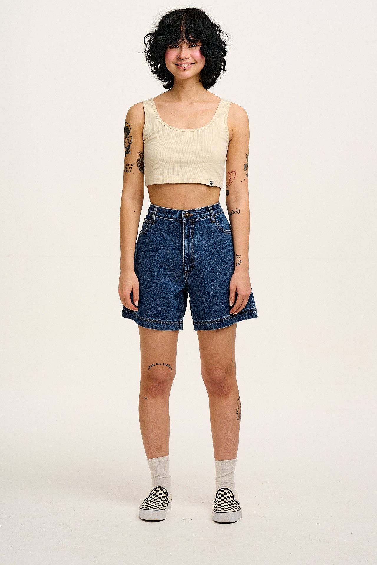 Lexi - High Waist Denim Shorts in Mid Wash Blue – Lucy & Yak