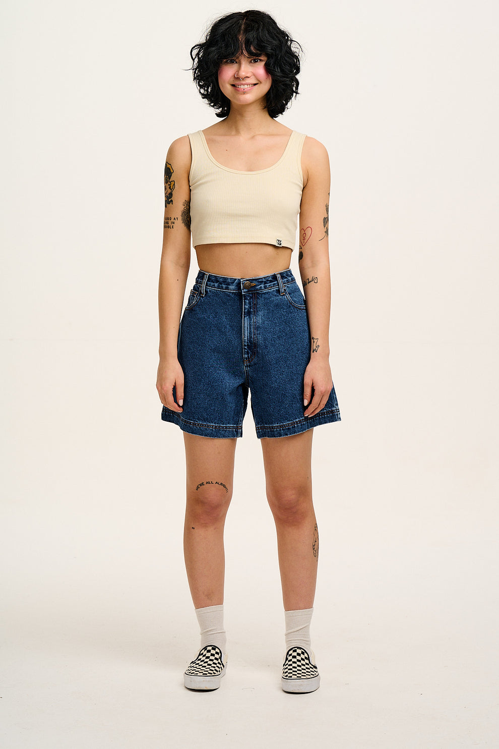 Lexi - High Waist Denim Shorts in Mid Wash Blue – Lucy & Yak