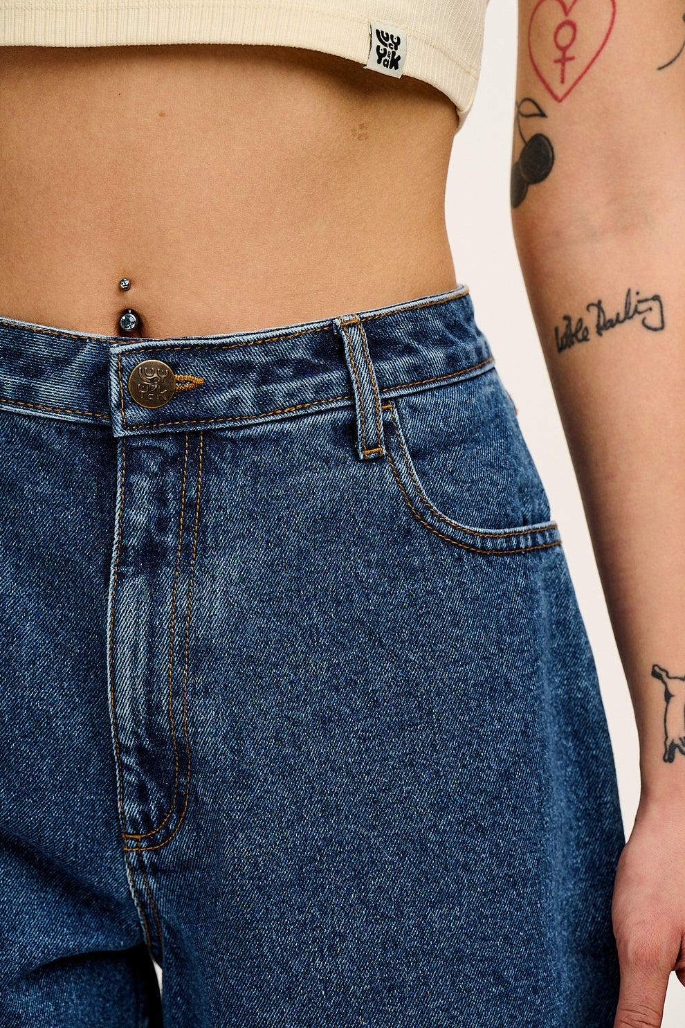 Lexi - High Waist Denim Shorts in Mid Wash Blue – Lucy & Yak