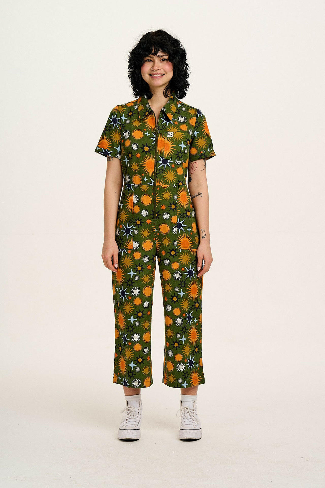 Ragan - Short Sleeve Cropped Zip Up Jumpsuit - Organic Cotton – Lucy & Yak