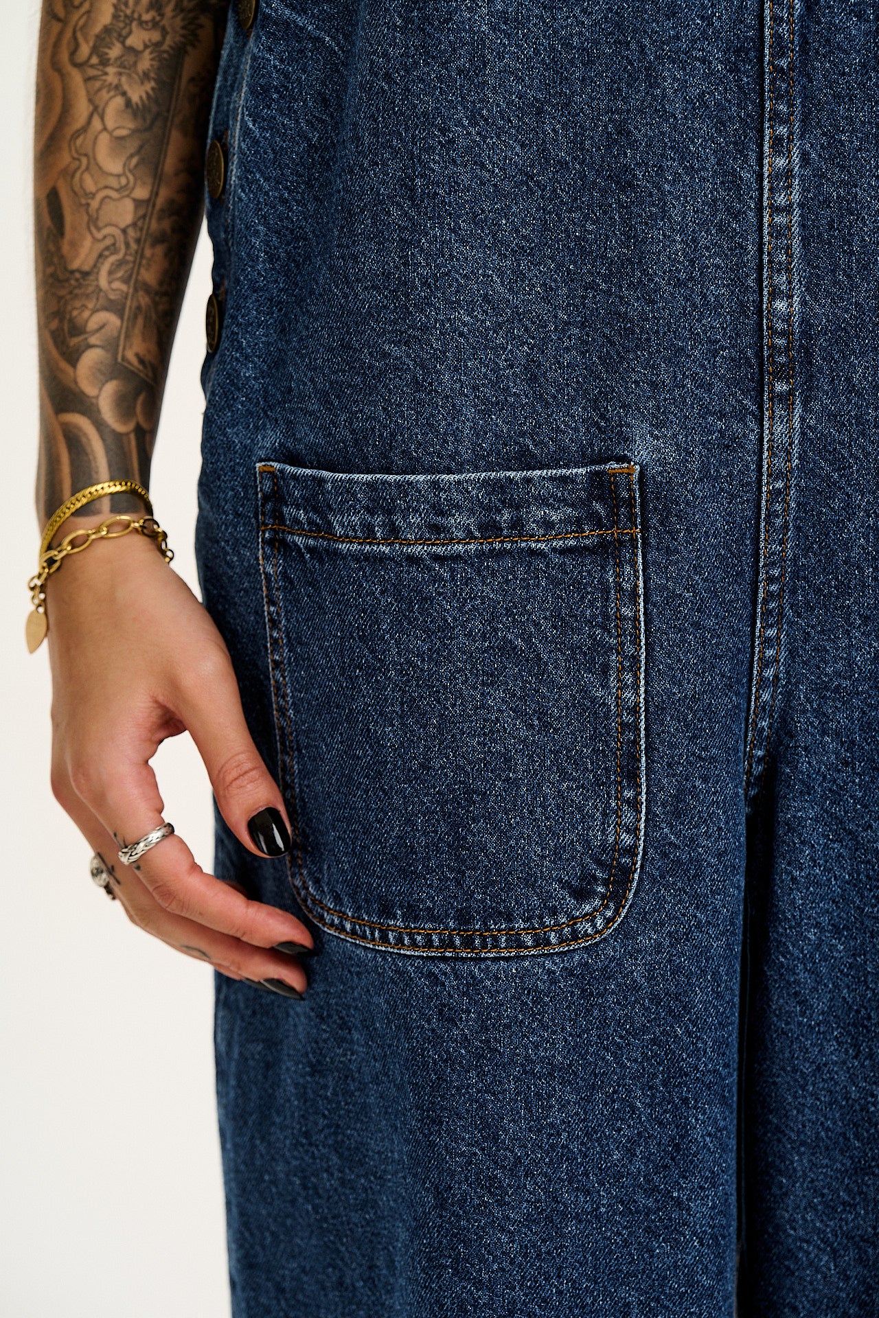 Ali - Wide Leg Denim Dungarees in Mid Wash Blue – Lucy & Yak