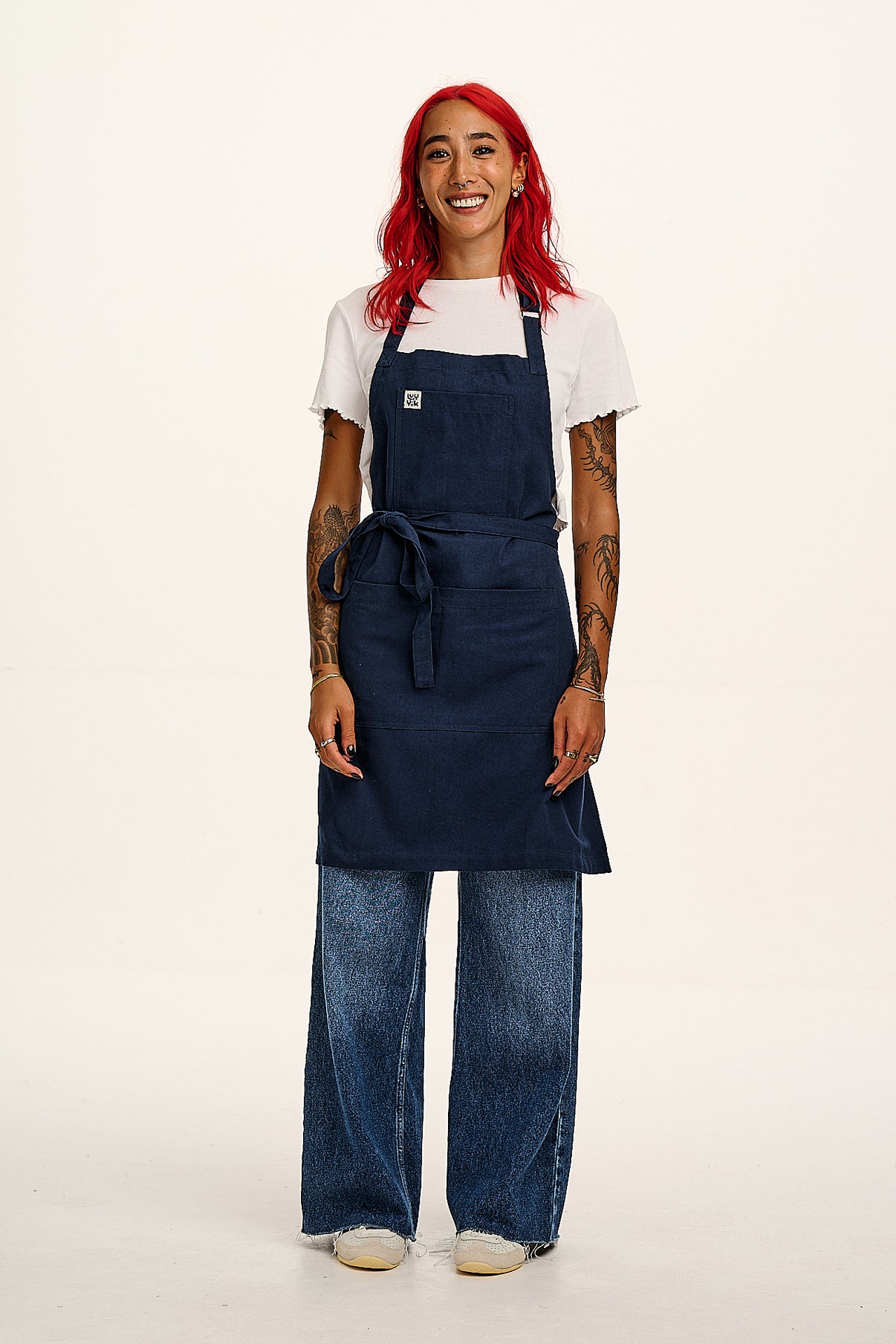 Ada - Midweight Cotton Apron in Navy Blue – Lucy & Yak