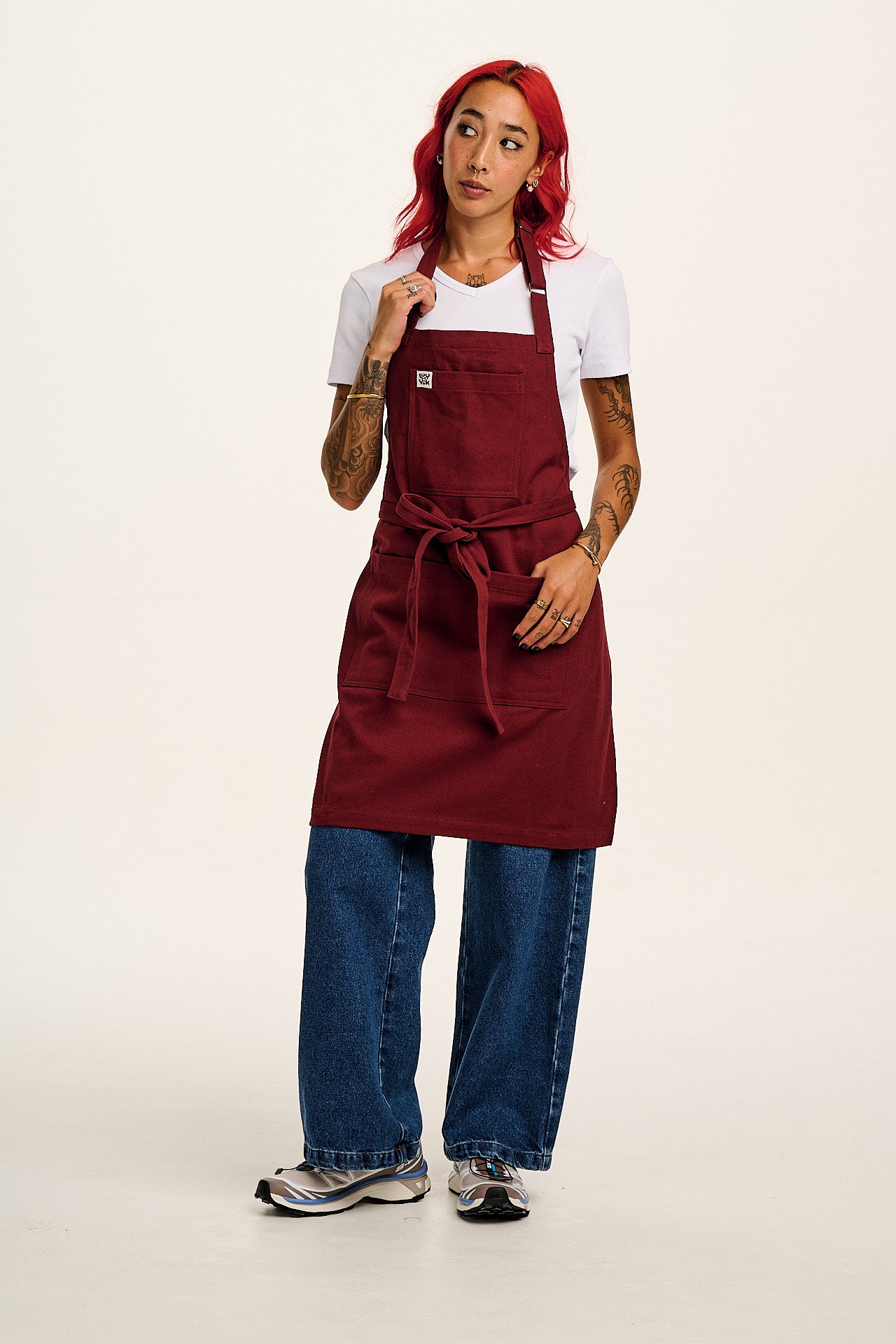 Ada - Heavyweight Cotton Apron in Maroon – Lucy & Yak