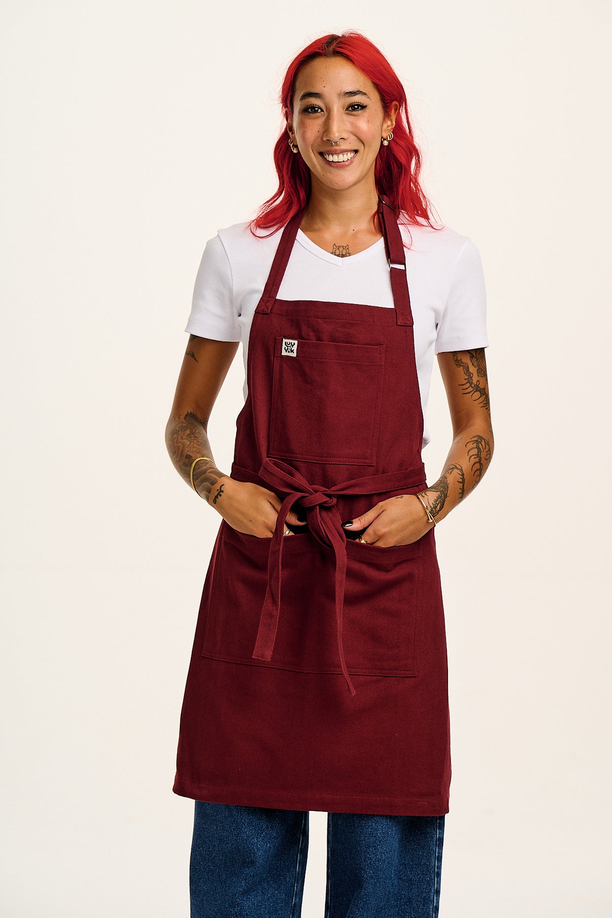Ada - Heavyweight Cotton Apron in Maroon – Lucy & Yak