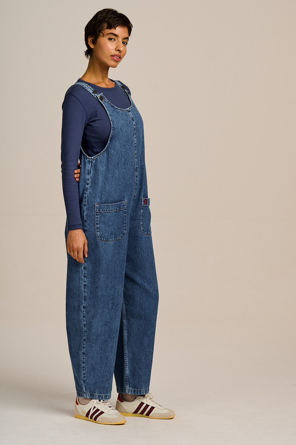 Ara - Denim Dungarees in Mid Wash Blue – Lucy & Yak