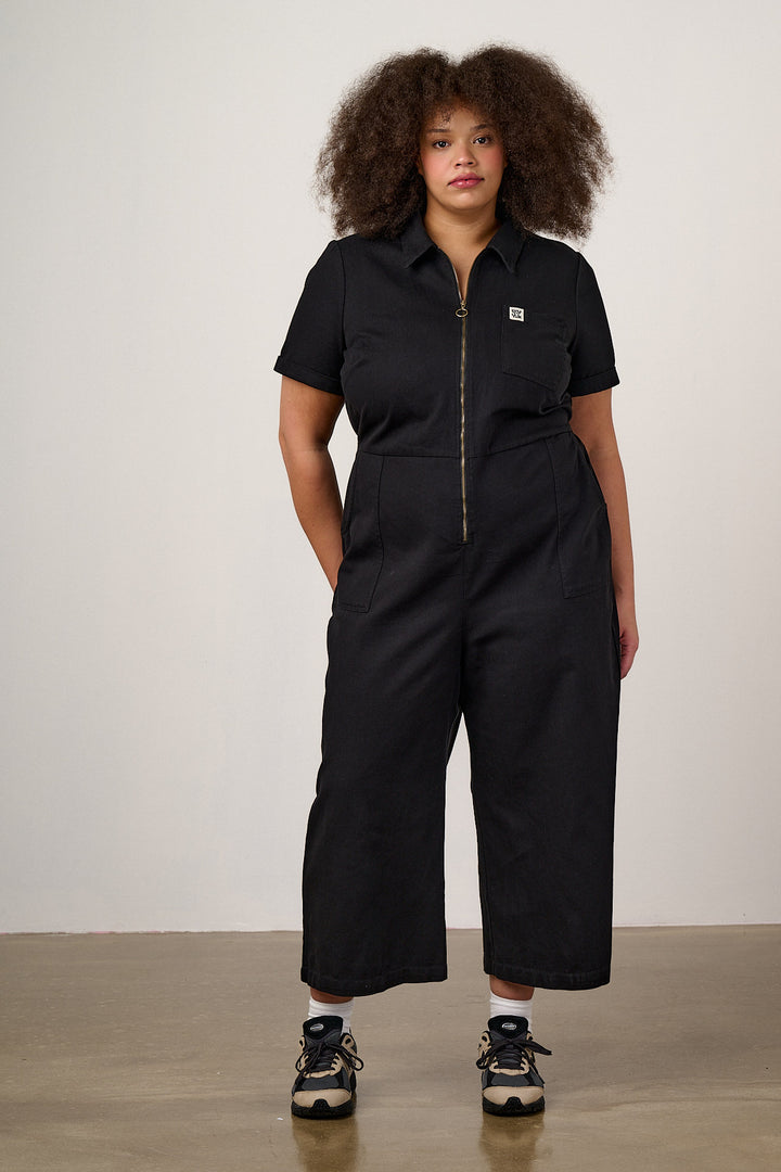 Ragan - Short Sleeve Cropped Zip Up Jumpsuit - Organic Cotton – Lucy & Yak