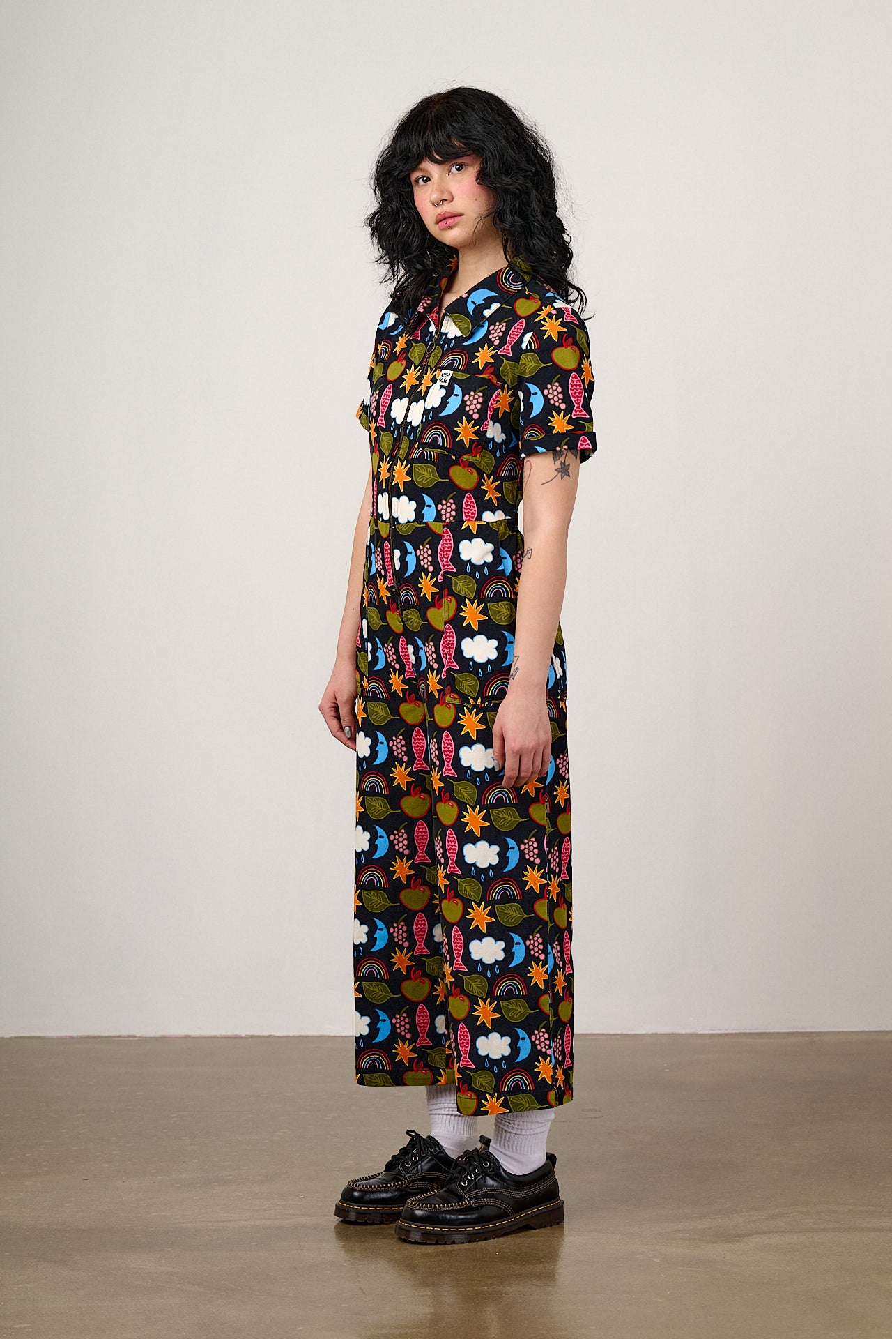 Ragan - Cotton Jumpsuit in Naive Shapes Print – Lucy & Yak