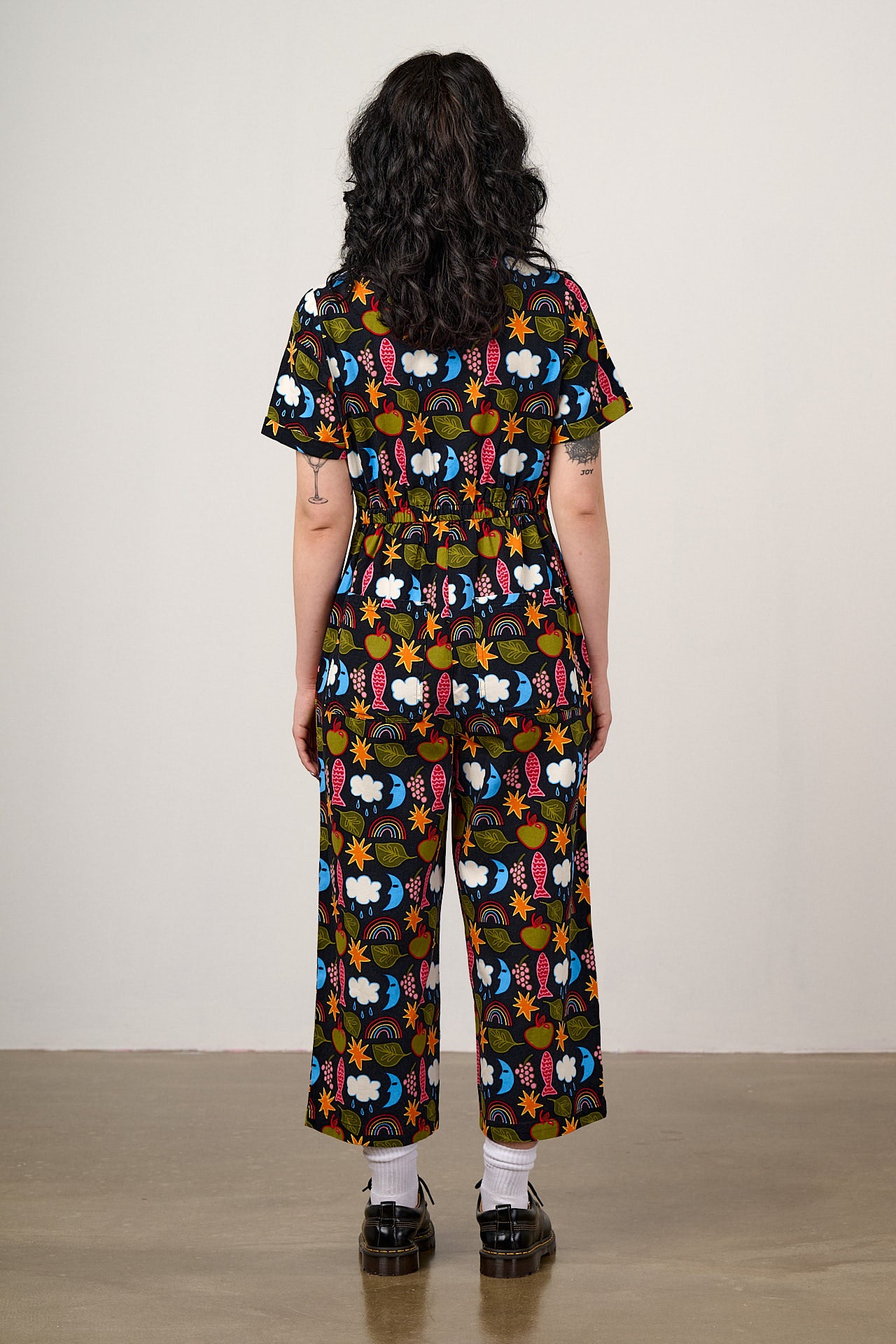 Ragan - Cotton Jumpsuit in Naive Shapes Print – Lucy & Yak