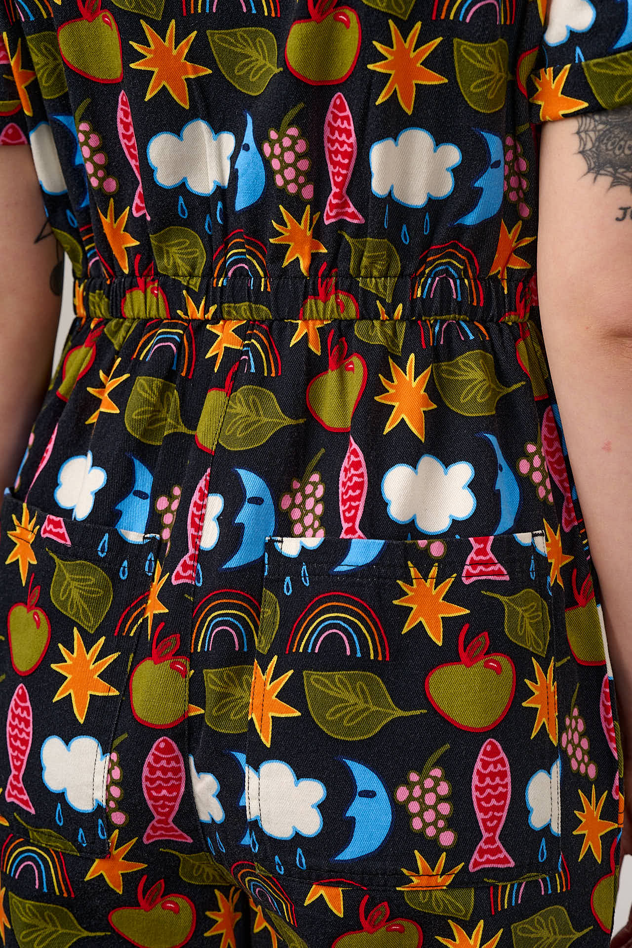 Ragan - Cotton Jumpsuit in Naive Shapes Print – Lucy & Yak