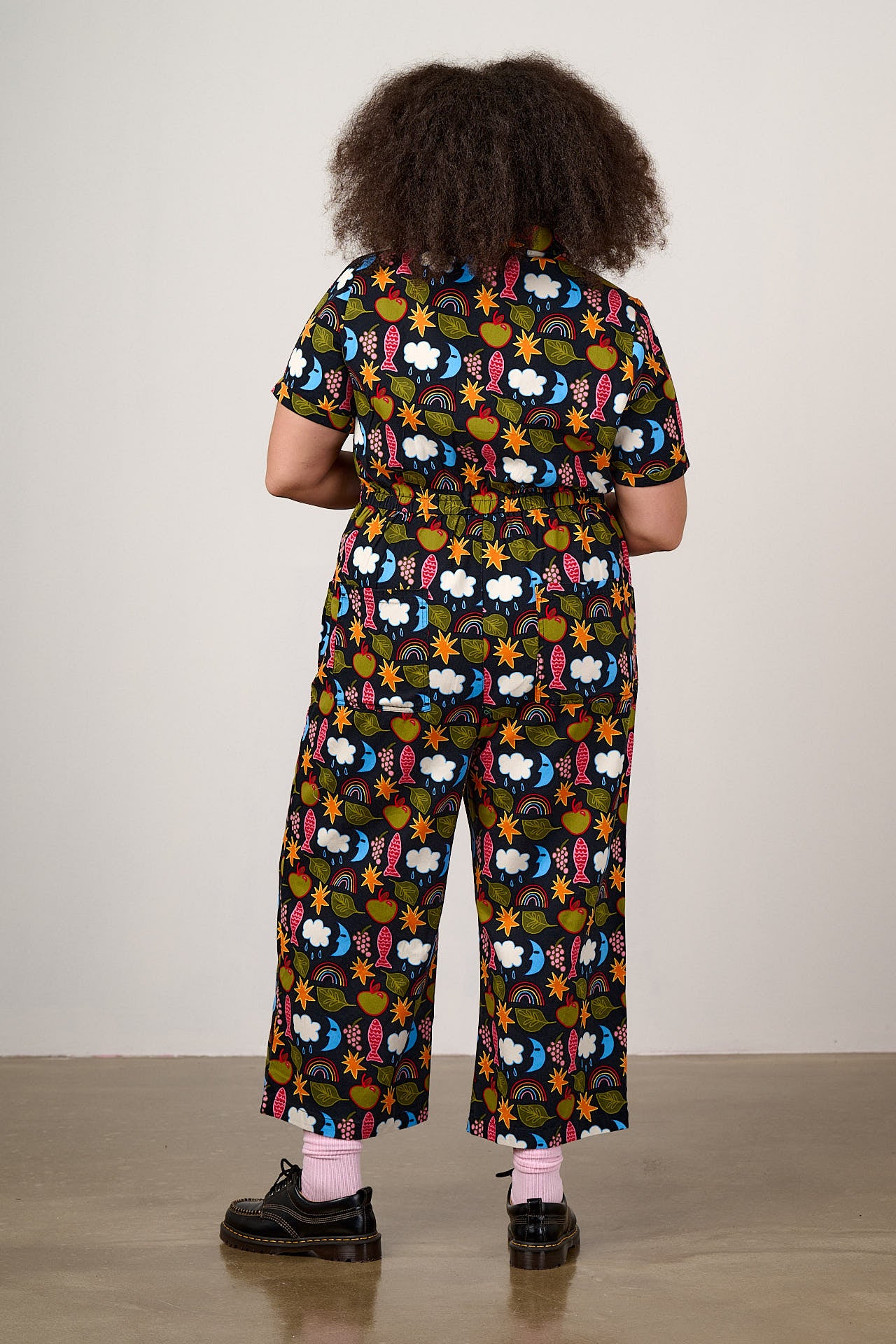 Ragan - Cotton Jumpsuit in Naive Shapes Print – Lucy & Yak