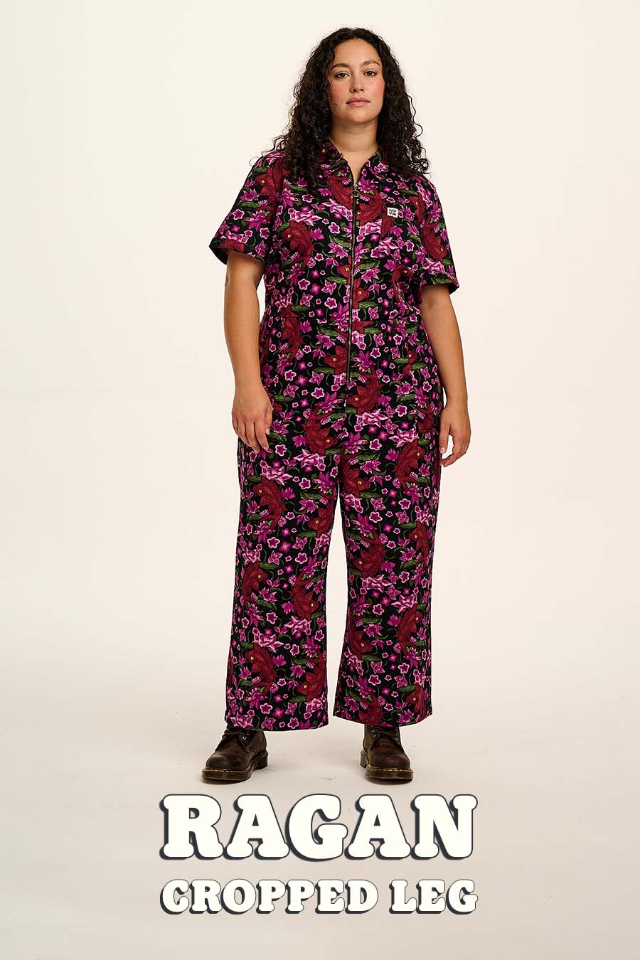 Ragan - Short Sleeve Cropped Zip Up Jumpsuit - Organic Cotton – Lucy & Yak